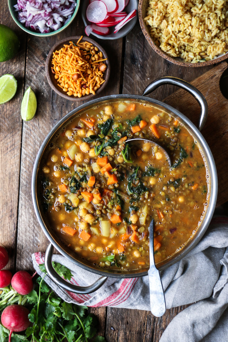 Vegan Healthy Vegetable Dal with Kale, Carrots and Yam
