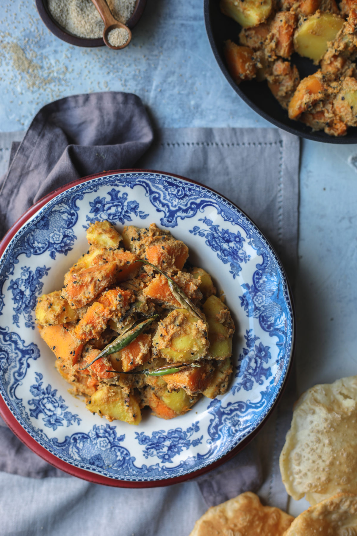 Aloo Posto - Bengali Pumpkin and potatoes Stir Fry