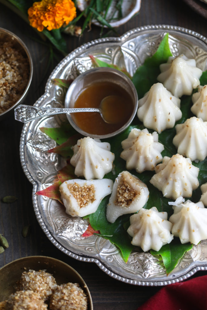 Modak/Kozhukattai/ Sweet Dumplings stuffed with sesame and coconut