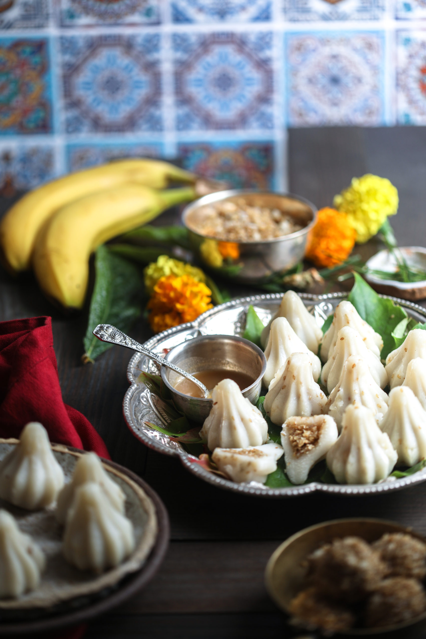 Modak/Kozhukattai/ Sweet Dumplings stuffed with sesame and coconut