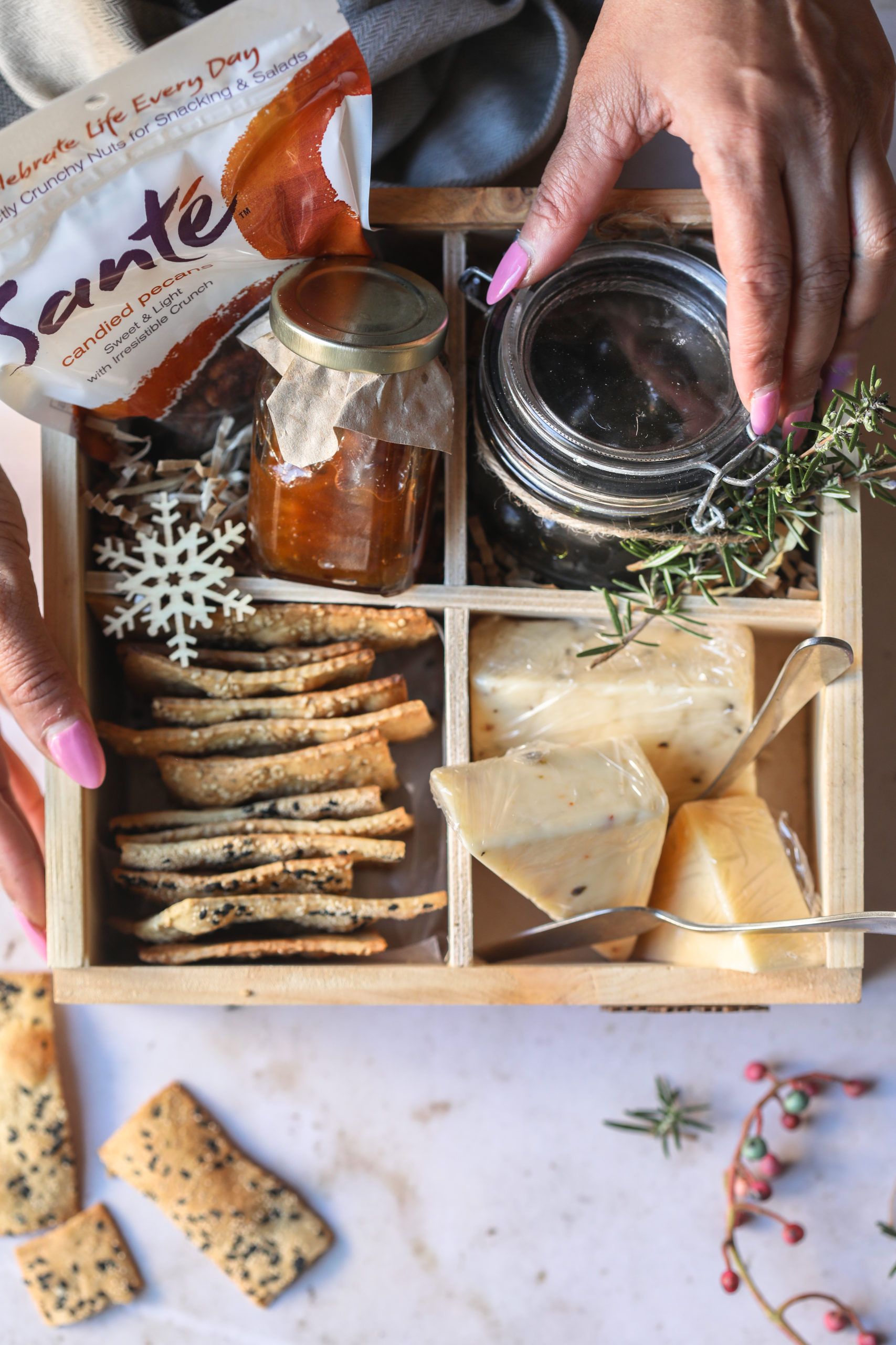Easy Homemade Crackers and Cheese Gift Box idea