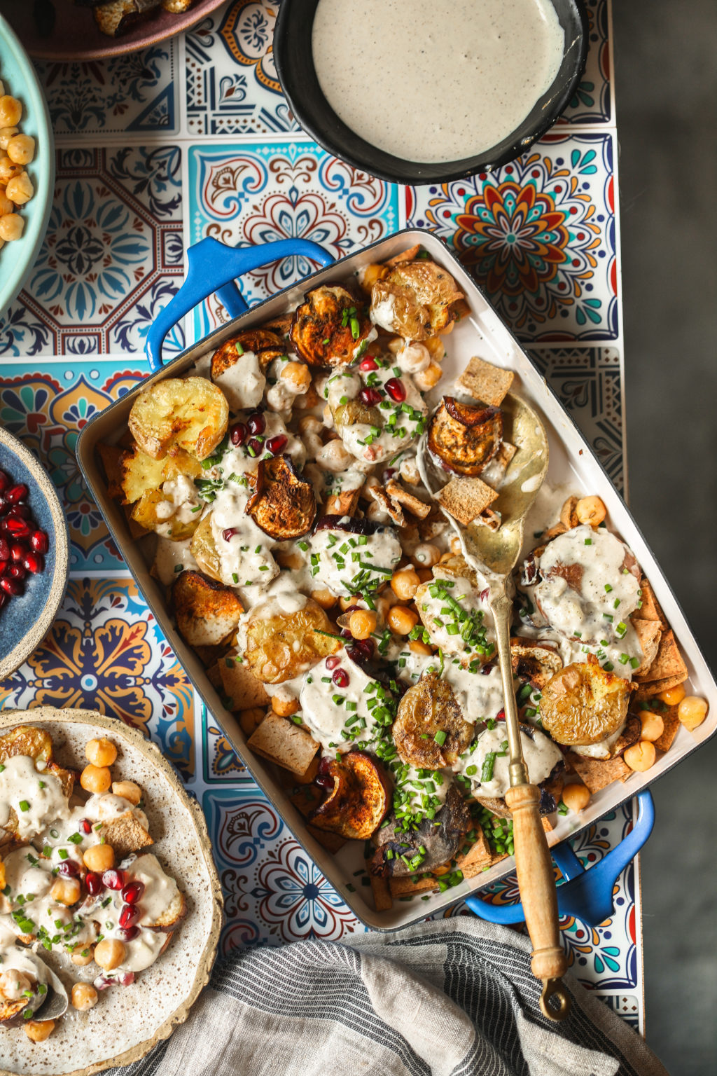 Fatteh - Pita topped with chickepeas in yogurt sauce