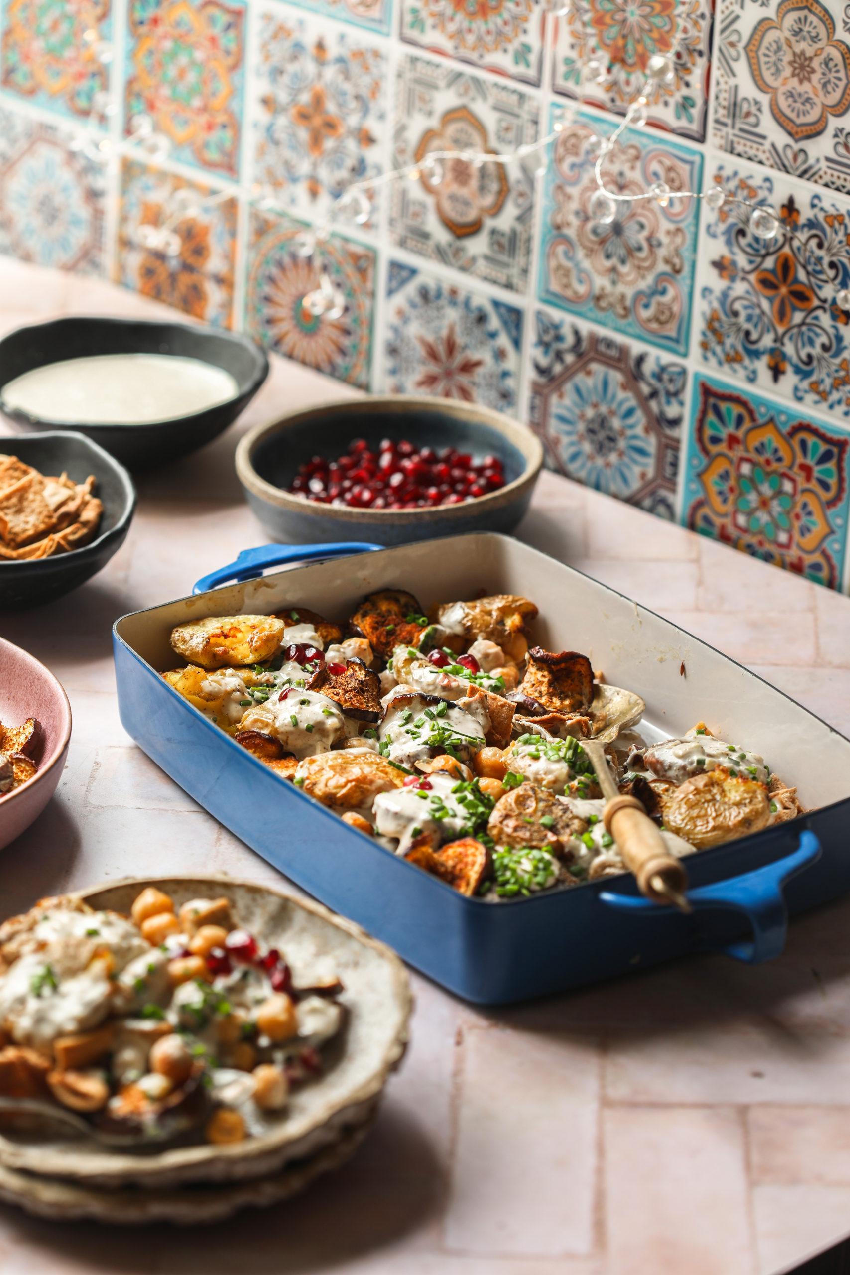 Fatteh - Pita topped with chickepeas in yogurt sauce